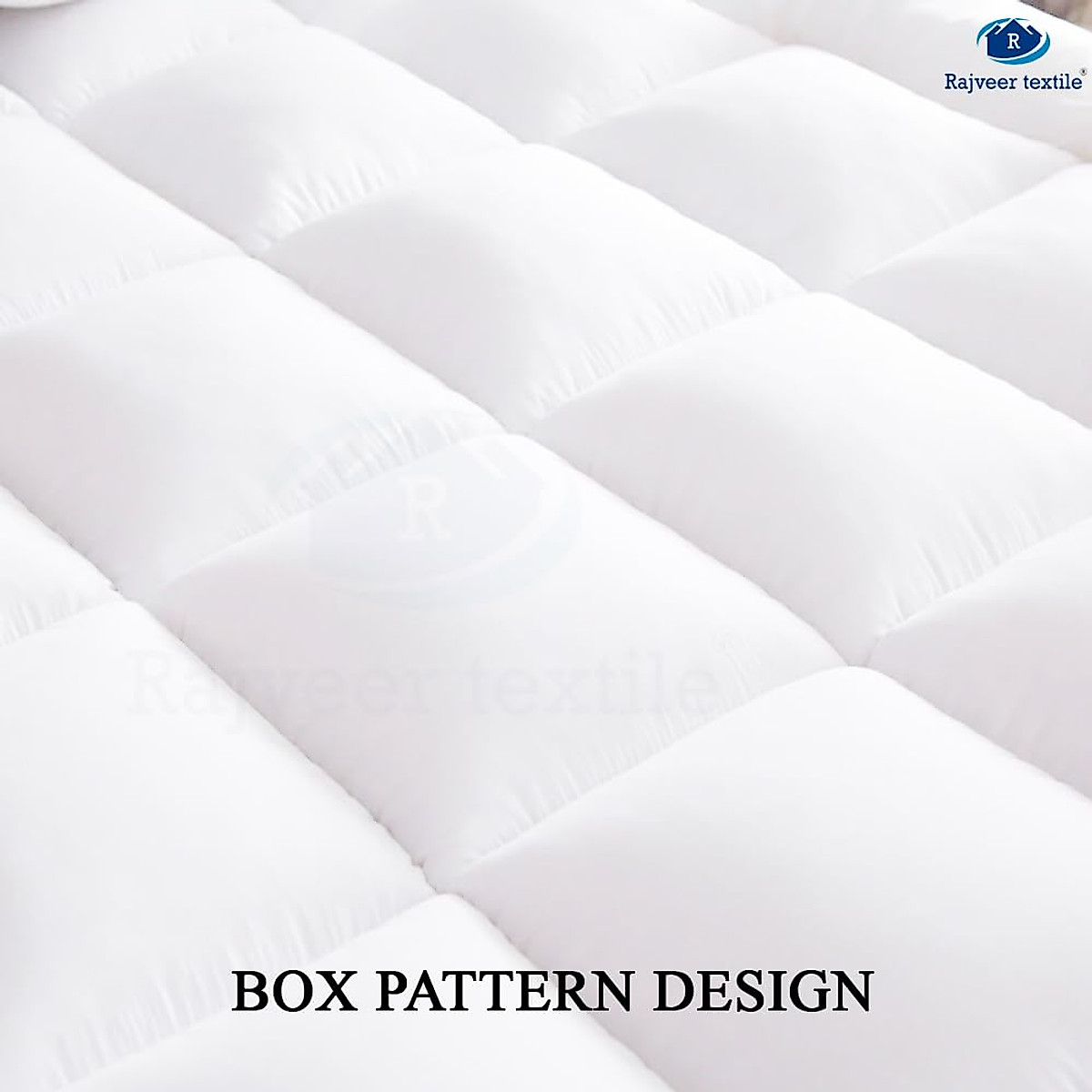 Full Size- 1 Piece 850 GSM Down Alternative 3 Inch Thick Upto 25" Deep Pocket Fitted Mattress Topper Protector Extra Soft Comfortable Sleep for All Season- Full(54X75 Inche), White