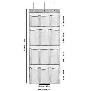 TEMUORG 2 Pcs Door Hanging Bathroom Organizer Mesh Shower Accessories Holder Bathtub Storage Bag with Mesh Pockets (12 Pockets)