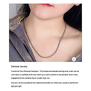 Meilanduo Solid 925 Sterling Silver 3mm Round Box Chain Necklace 18, 20, 22, 24, 26, 28 Inch for Men Women (20)