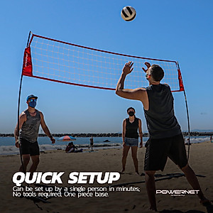 PowerNet Freestanding Volleyball Warm Up Net | Portable Design for Indoor Or Outdoor Use | Foldable One Piece Quick Setup Frame | Great for Hitting Serving Drills Small Scrimmage Or 1 On 1 Game