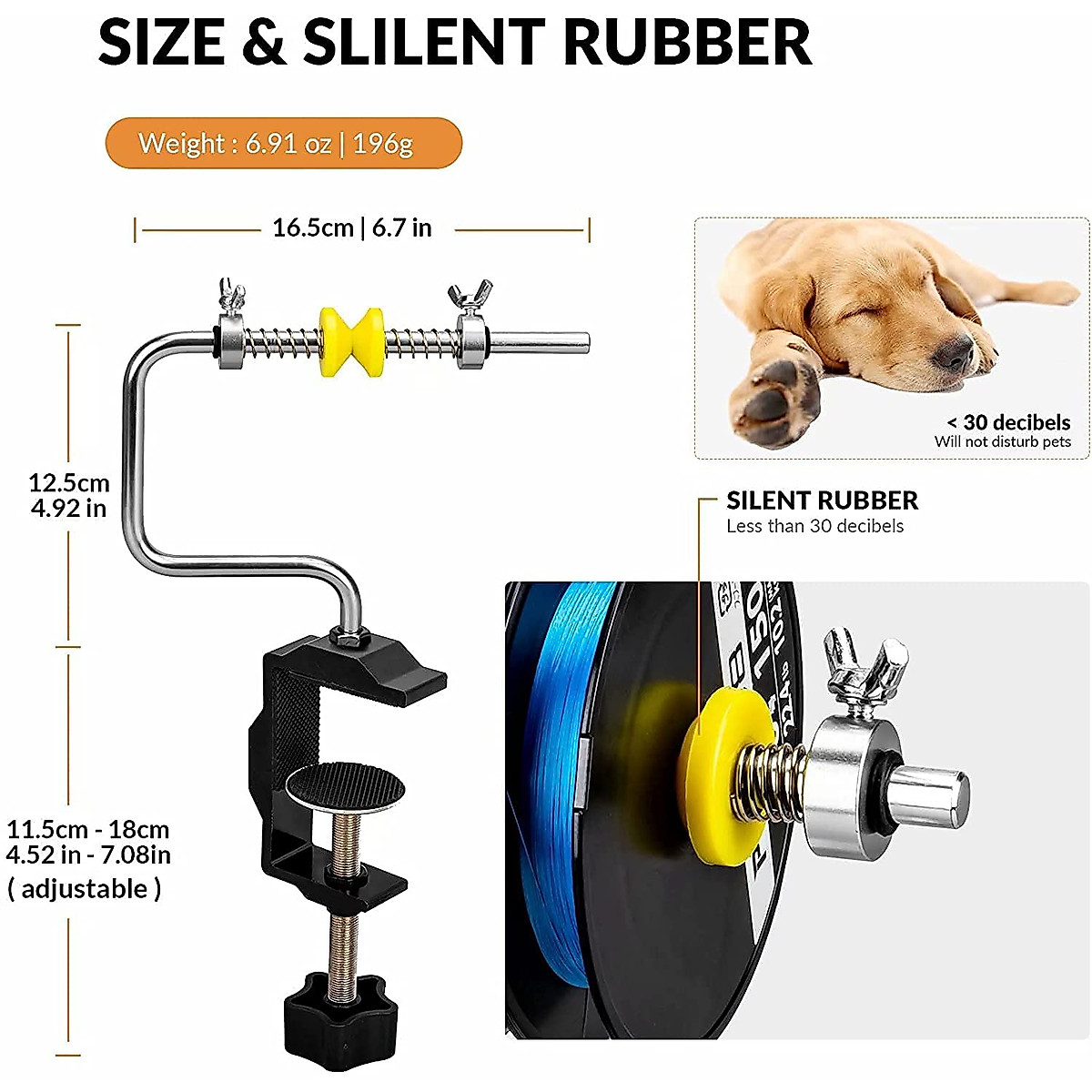 THKFISH Fishing Line Spooler Fishing Line Winder Spooler Fishing Accessories Adjustable Stable Portable Fishing Line Spooler with Clamp B-Long Line Spooler + C-Line Remover