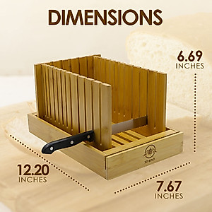 Premium Bamboo Bread Slicer With Stainless-Steel Knife, Foldable And Compact With Crumb Tray, Cutting Guide For Homemade Bread, Cake, Bagels, Sourdough and Baker Baking Tools Supplies