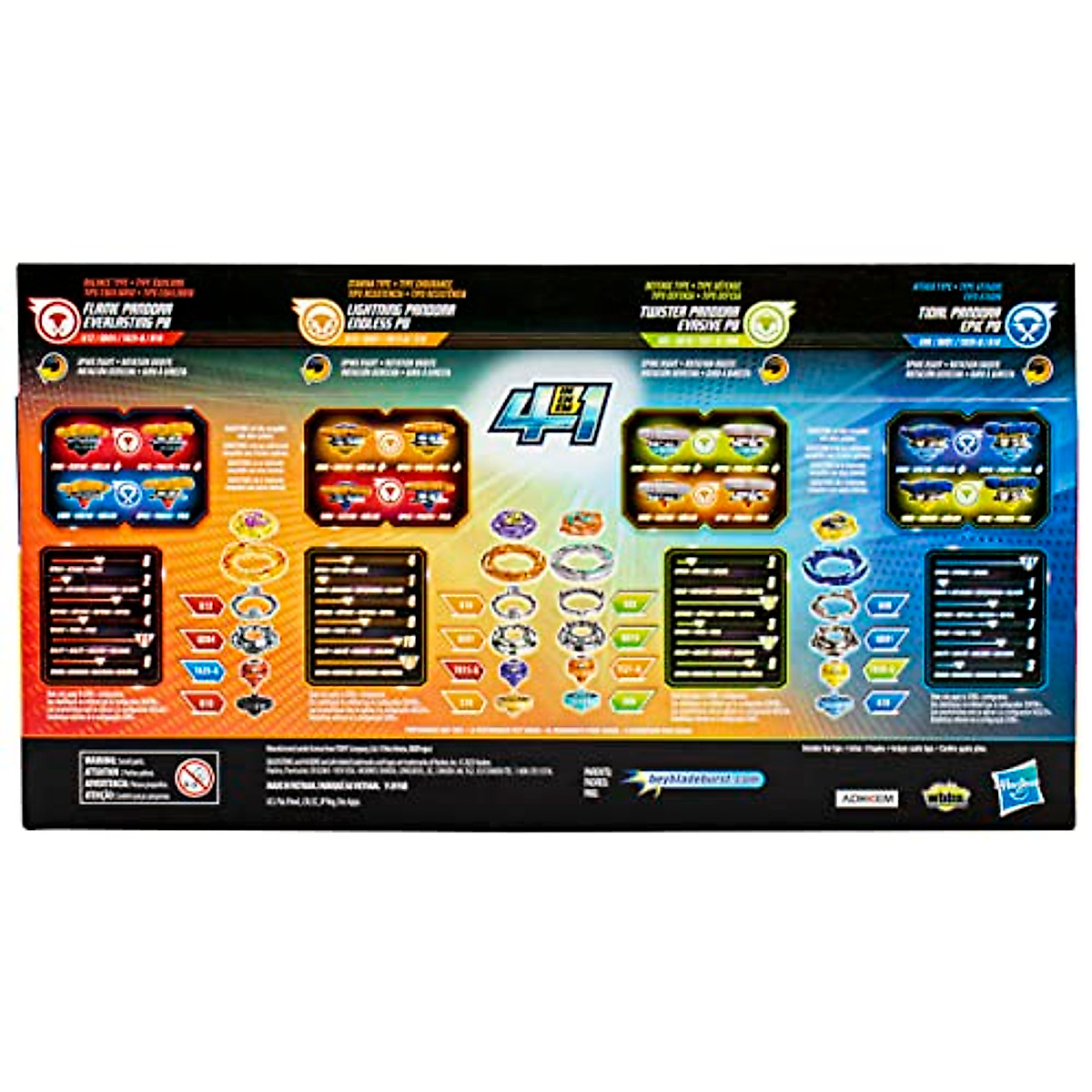 BEYBLADE Burst QuadStrike Energy Uprising 4-Pack with 4 Spinning Tops, Battle Toy Tops, Kid Toys for Ages 8 and Up