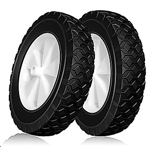 [2 Pack] 8 Inch Wheels Replacement 8mm, Lawn Mower Wheels Replacement, Grill Wheels Replacement, Wheels Replacement Parts