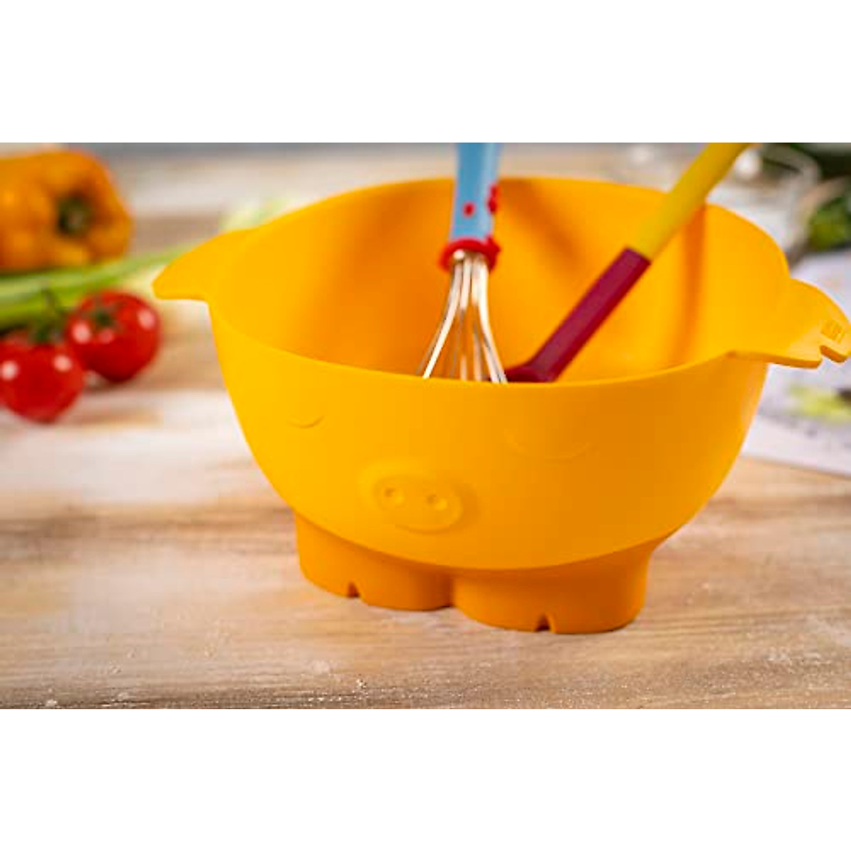 Kuhn Rikon Kinderkitchen Kids Mixing Set | Pig Mixing Bowl, Rooster Whisk & Goose Stirring Spoon | Child-Friendly Kitchen Tools for Real Cooking