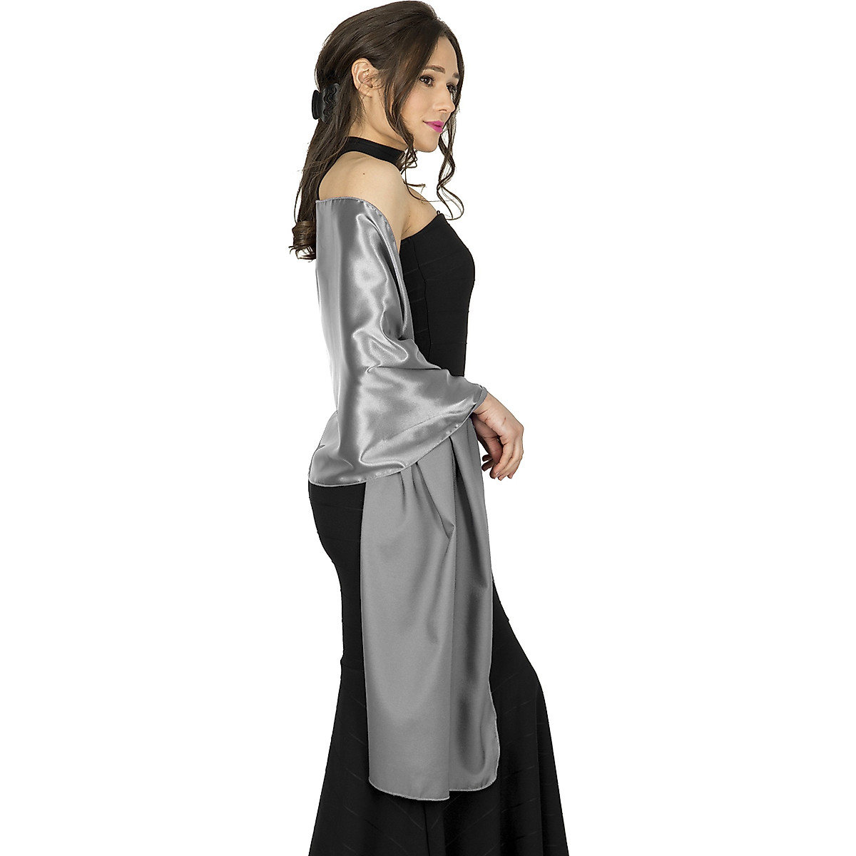 BlackButterfly Satin Shawl Bridesmaid Wedding Wrap Scarf (Silver)