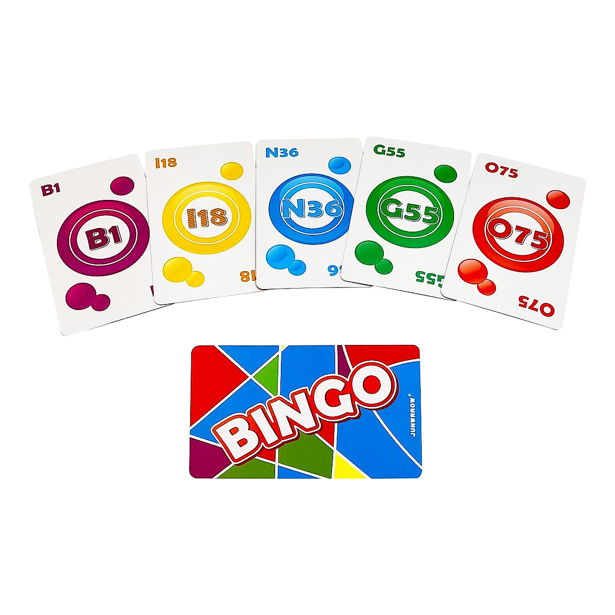 JUNWRROW Bingo Game Set-1000 Colorful Chips with a Bag,100 Bingo Cards and Jumbo Deck of Calling Cards for Adults, Seniors, and Family - Calling Card Set- Ideal for Large Groups, Parties, Game Nights