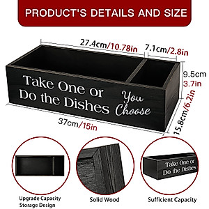 Kitchen Countertop Paper Plate Holder - Wooden Paper Plate Organizer Box Disposable Dish Holder for Wedding,Party,BBQ, Rustic Farmhouse Utensil Caddy for Cups,Forks,Spoons,Plates,Napkins,Condiments