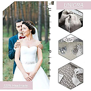 Unicra Silver Wedding Jewelry for Bride Rhinestone Necklace Earrings Set Bridal Prom Costume Jewelry Set for Women and Girls