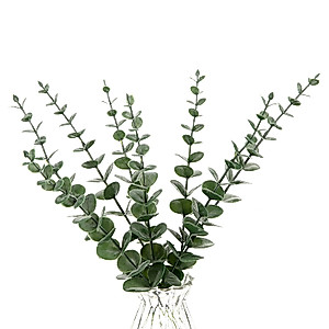 EZFLOWERY 12 Pcs Artificial Eucalyptus Leaves Stems Real Touch Green Leaf for Wedding Arrangements Bouquet Office Party Centerpieces Garden Outdoor Ceremony Floral Home Décor