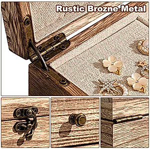 Honiway Jewelry Box 4 Layer Jewelry Organizer Rustic Wooden Jewelry Boxes for Women Girl Man Jewelry Storage with Large Capacity for Necklace Bracelet Earring Ring