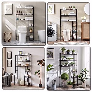 Lauren&Harold Over Toilet Bathroom Organizer 33",6-Tier Over The Toilet Storage Cabinet,Over The Toilet Storage Shelf for Restroom,Laundry(Black)