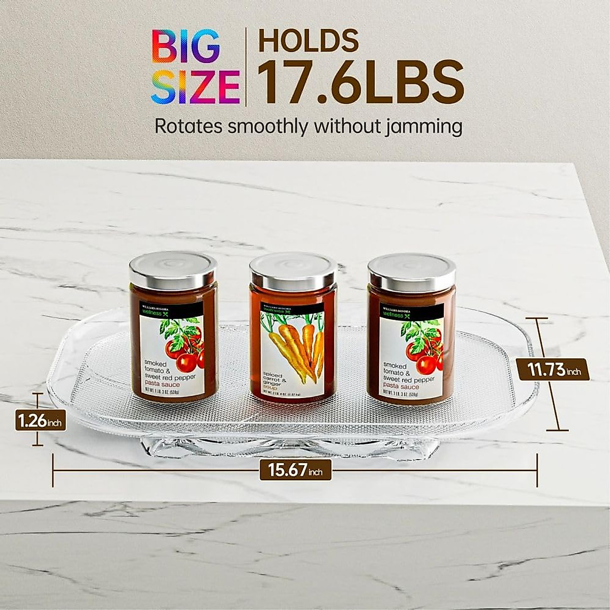 Rectangular Lazy Susan Turntable Lazy Susan for Fridge, Large Lazy Susan 15.67" 360° Rotating, Lazy Susan Organizer, Refrigerator organizing, Convenient for Multi-use Rectangular, FIT in All Fridge.