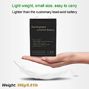 Talentcell 6V 6Ah LiFePO4 Battery Pack LF060A1, 2000 Cycles Rechargeable Lithium Iron Phosphate Battery with Charger