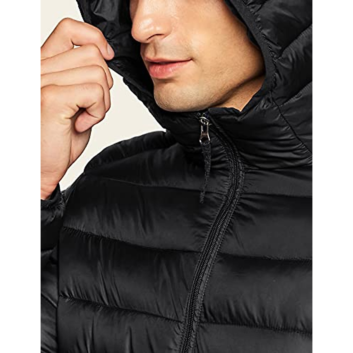 TSLA Men's Lightweight Packable Accent Puffer Jacket, Water-Resistant Winter Jackets, Hoodie Jacket Black, X-Large