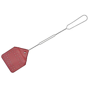 Amish Valley Products Leather Fly Swatter Handcrafted Wire Handle Flyswatter Choice of Color (Red)