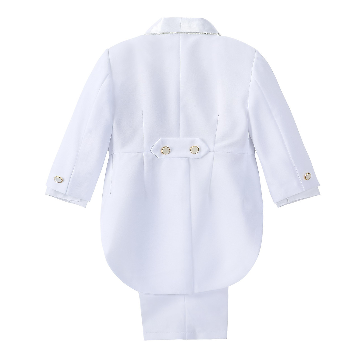 Dressy Daisy Baby Boys Classic Tuxedo White Suit 5 Pcs Set Formal Dress Wear Wedding Outfit with Jacquard Vest Size 18-24 Months