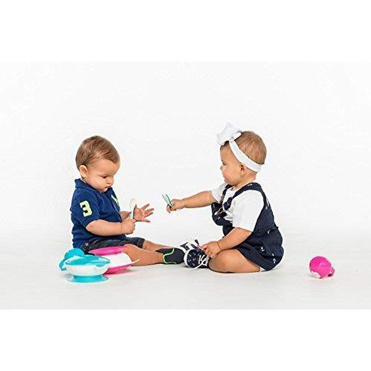 Baby Suction Bowl with Lid Snap-in Fork & Spoon - BPA Free First Stage Self Feeding Utensils - by Primo Passi |Yellow|