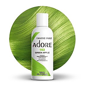 Adore Semi Permanent Hair Color - Vegan and Cruelty-Free Green Hair Dye - 4 Fl Oz - 163 Green Apple (Pack of 1)