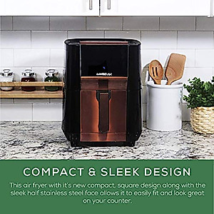 GoWISE USA 7-Quart Air Fryer & Dehydrator - with Ergonomic Touchscreen Display with Stackable Dehydrating Racks with Preheat & Broil Functions + 100 Recipes (Black/Copper))