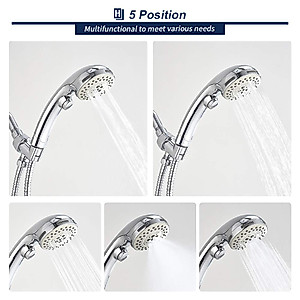 Shower Head High Pressure, 6 Settings High Pressure Shower Heads with Handheld Spray, Detachable Shower Head with ON/OFF Switch, RV Shower Head with Hose, Chrome - Homelody
