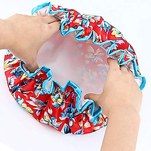 Shower Cap, ESARORA 4 PACK Bath Cap Designed for Women Waterproof Double Layer