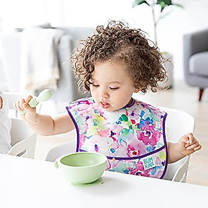 Bumkins Baby Bowl, Silicone Feeding Set with Suction for Baby and Toddler, Includes Spoon and Lid, First Feeding Set, Training Essentials for Baby Led Weaning for Babies 4 Months Up, Sage