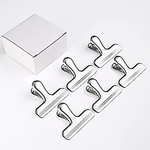 6 Packs 3Inch / 76mm Wide Stainless Steel Clip, Heavy Duty Chip Bag Clips, for Food Bags Sealing Coffee Bags Sealing in Kitchens Offices,6 Pcs Silver