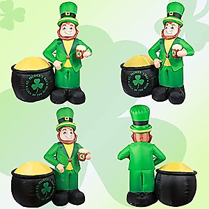 GUDELAK 6FT St Patricks Day Inflatables Outdoor Decorations, Inflatable Leprechaun with Gold Pot and Holding Beer in Hand with Build-in LEDs Lights for Indoor Outdoor Lawn Yard St Patricks Day Decor