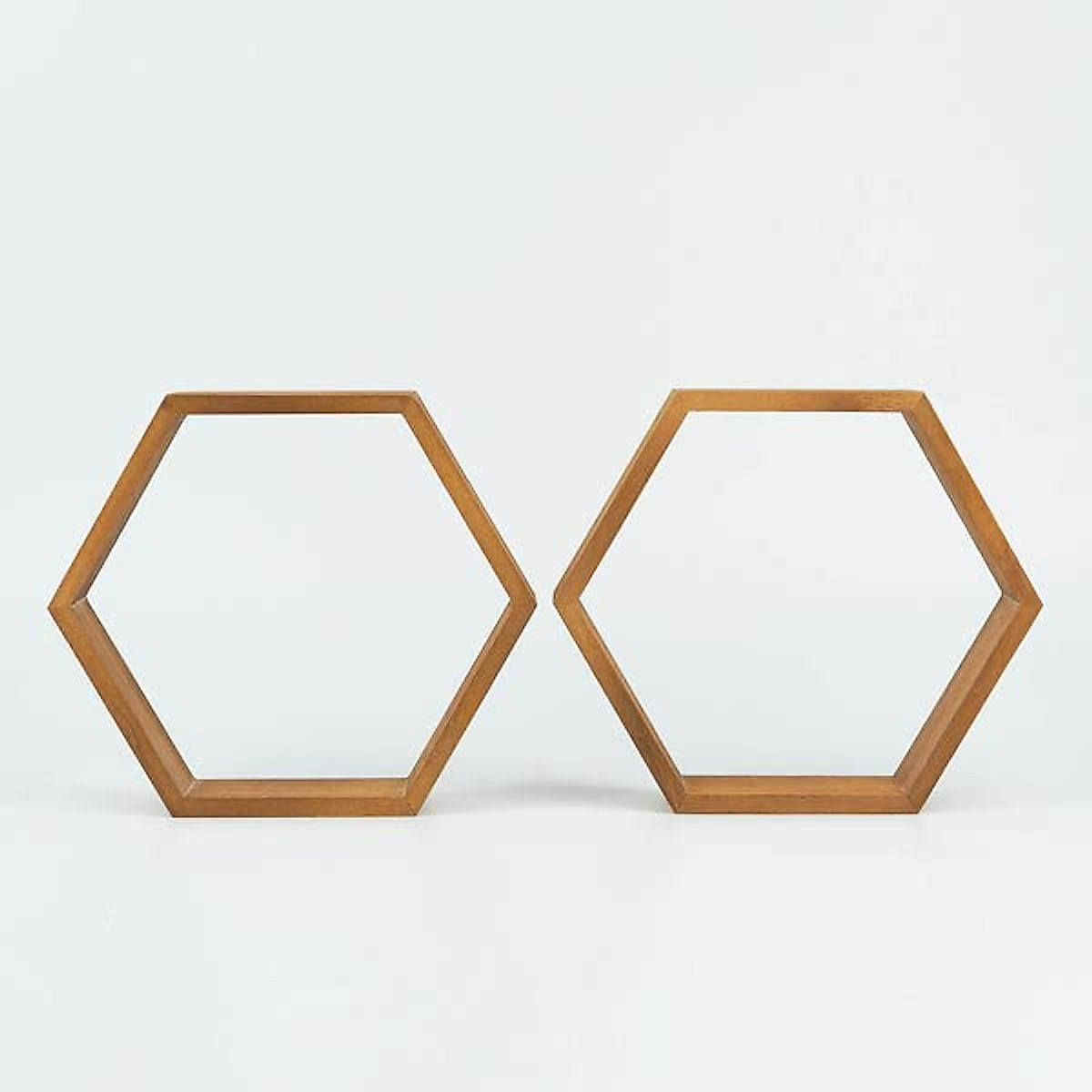 Efavormart 2 PC | 9" Tall Hexagon Rustic Wood Centerpiece | Natural Geometric Terrarium | Honeycomb Storage Shelf