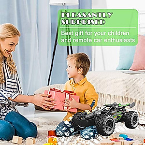 DoDoMagxanadu Remote Control RC Cars, 1:18 2WD Monster RC Truck High Speed Racing Car, Easter Basket Stuffers Toy Cars for Boys and Girls Gifts for Kids(Black Green)