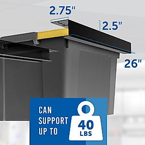 Maplefield Float-A-Tote Garage Overhead Storage Racks - 3 Pack (6 Rails) - Adjustable Ceiling Racks for Tote Bins - Supports 40 Lbs - Easy Installation