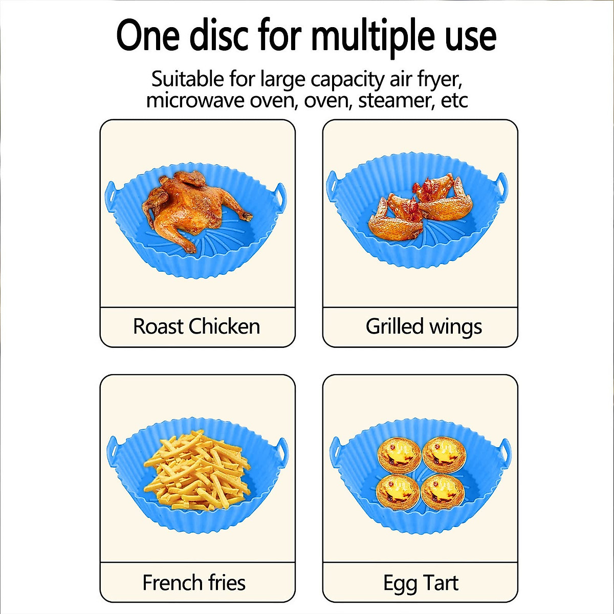 Air Fryer Silicone Liners, Foldable Airfryer Liners with Non-stick, Bpa Free, Highly Heat That Withstands up to 450°f Dishwasher Safe Cost Saving, Universal Air Fryer Basket for Oven Accessories