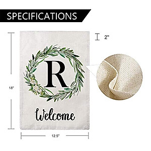 ULOVE LOVE YOURSELF Welcome Decorative Garden Flags with Letter R/Olive Wreath Double Sided House Yard Patio Outdoor Garden Flags Small Garden Flag 12.5×18 Inch