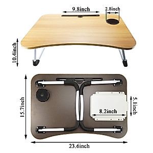 Lap Desk,Portable Laptop Desk Foldable Bed Table with Phone Stand and Cup Holder for Bed/Couch/Sofa Working, Reading