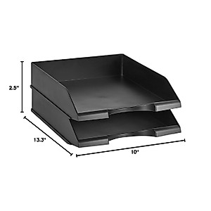 Amazon Basics Stackable Office Letter Organizer Desk Tray - Pack of 2, Black