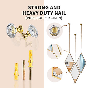 yshengood Diamond Wall Mirror Home Decor Mirror,Hanging Glass Mirror for Living Room and Bedroom