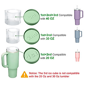 QUTIFE Ice Cube Tray for Stanley Cup Tumblers 30-40oz, Silicone Ice Cube Molds with Lid and Bin, Easy Release Ice Maker for Chilling Cocktails, Coffee, Drinks, BPA Free(Green)