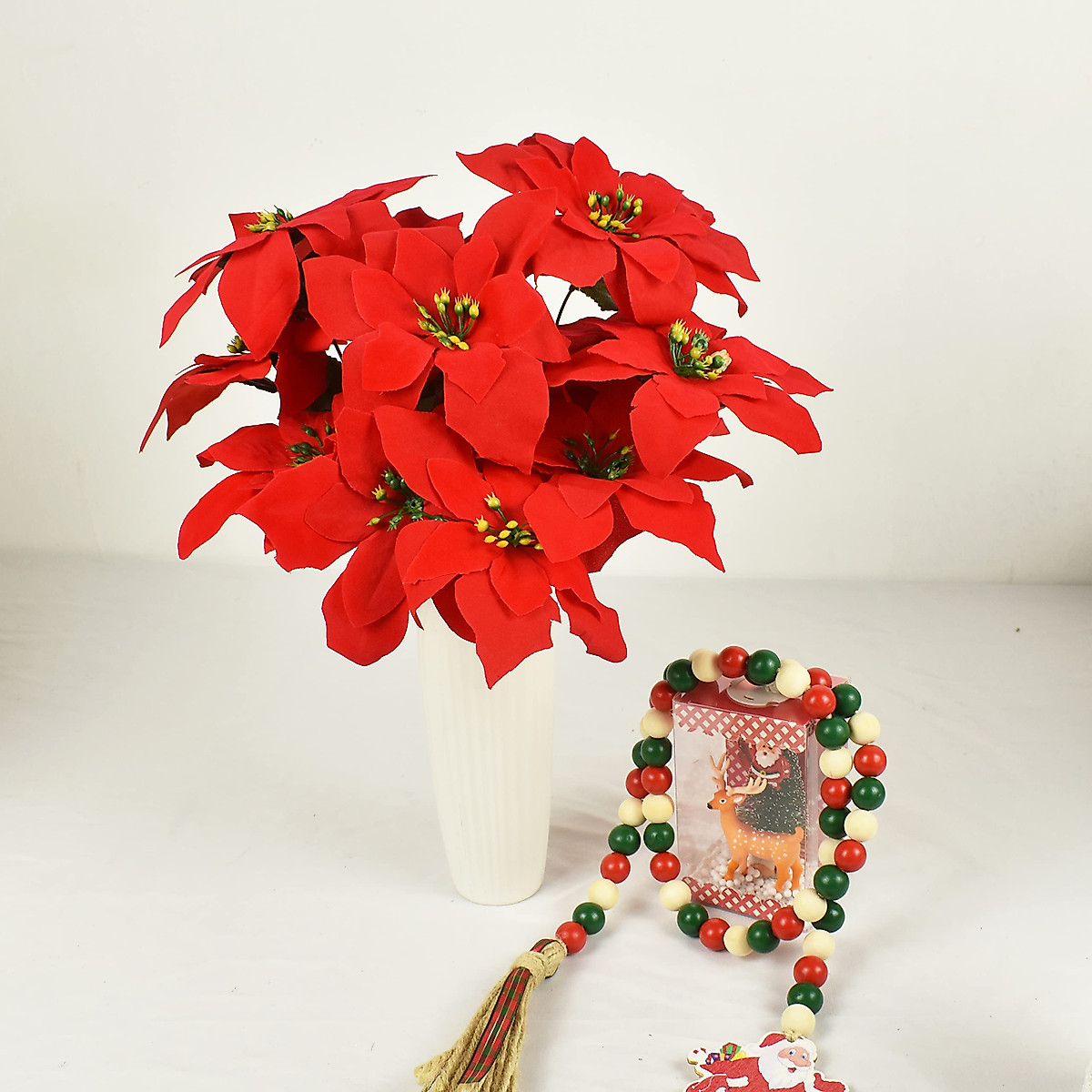 WISTART 30Pcs Christmas Artificial Poinsettia Flowers
