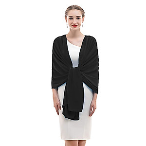 olyrjie Chiffon Shawl Womens Wrap for Evening Dress Wedding Scarf Fashion Pashmina Black