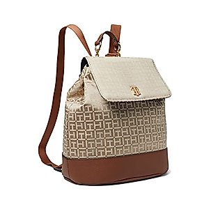 Tommy Hilfiger Joy II Flap Backpack Square Monogram Jacquard Khaki Tonal One Size