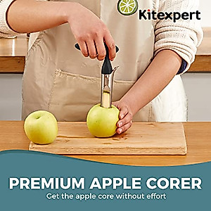 KITEXPERT Apple Corer, Premium Apple Corer Tool with Ergonomic Handle, Stainless Steel Apple Corer Remover with Sharp Serrature, Durable Kitchen Corer for Apple, Pears and Bell Peppers(Black)