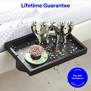 BedShelfie Bedside Shelf for Bunk Bed & Top Bunk, College Dorm Room Essentials, Loft Nightstand, Floating Bed Side Table Tray Storage, Dorm Room Decor, College Dorm Essentials - Black Wood Plus