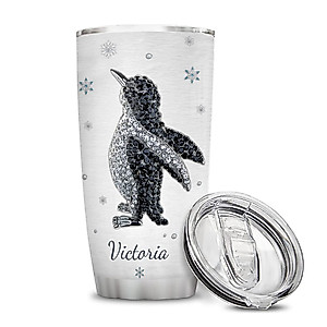 Wassmin Personalized Penguin Tumbler Cup With Lid 20oz 30oz Penguins Stainless Steel Double Wall Vacuum Insulated Tumblers Coffee Travel Mug Birthday Christmas Cups Gifts For Friends Women Girls