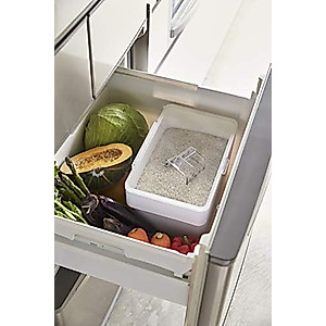 YAMAZAKI home Tower Rice Storage with Scoop Cut-Out(Includes Measuring Cup) WH Space saving, One Size, White