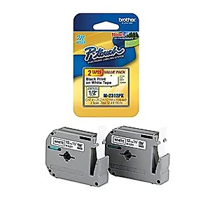 Genuine OEM brand name Brother M-2312PK Black on White Tapes 0.5"x26.2' (2/pk) M2312PK
