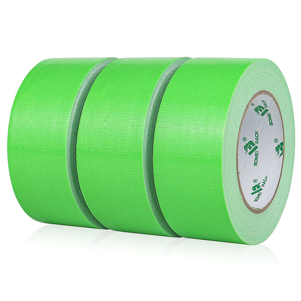 BOMEI PACK Green Duct Tape, 3Rolls Heavy Duty Strong Industrial Color Duct Tape 9mil x 1.88inch x 30yds for Packing and Repairing