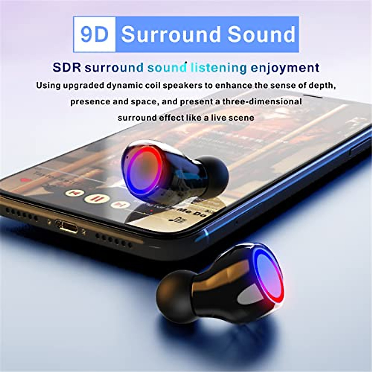 Wireless Bluetooth 5.0 Headphones with Microphone Sports Music Waterproof Long Battery Life Led Digital Display Lightweight Comfortable Headphones 2023