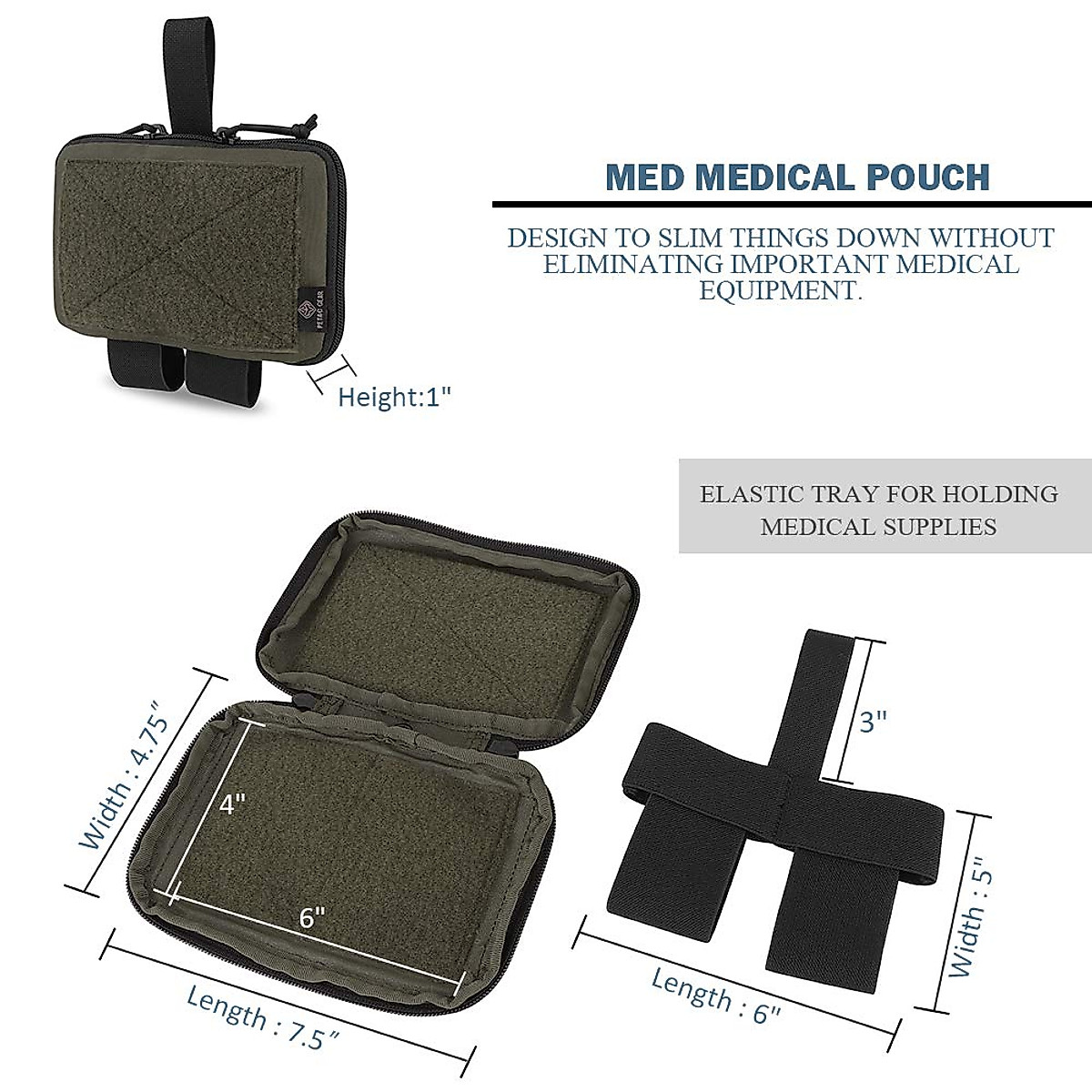 PETAC GEAR Tactical Medical Pouch Compact Admin Belt Pouch EMT First Aid Pouch IFAK Utility Pouch Trauma Kit Organizer Tourniquet Holder (RG)