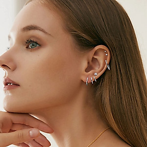 ZELORES 614 Pairs Cartilage Earrings Sets for Women Men Stainless Steel Lightweight Tiny Huggie Hoop Earrings for Multiple Piercing 14k Gold Plated Flatback CZ Stud Earrings for Sensitive Ear 20G,